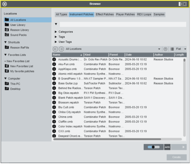 Sounds, Patches and the Browser | Reason Studios